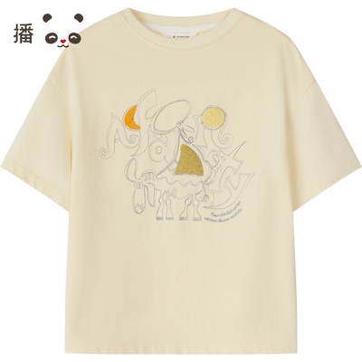 播broadcute童装2024夏季新款男女童T恤涂鸦印花短袖KER3YD0211