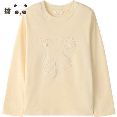 播broadcute童装2024早秋新款男女童T恤圆领可爱长袖KER3YD0223