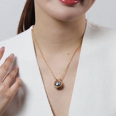 【直播间专享直降】18k金大溪地铂金灰珍珠吊坠14-15mm