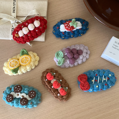 蛋糕派对！复古针织毛线发夹森系草莓蝴蝶结刘海夹发卡侧边夹BB夹