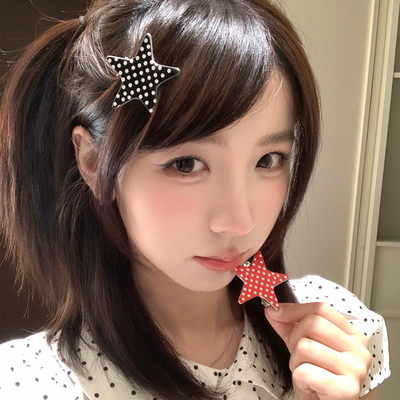 2个装 古早感波点星星发夹Y2k少女五角星刘海夹发卡韩系甜美发饰