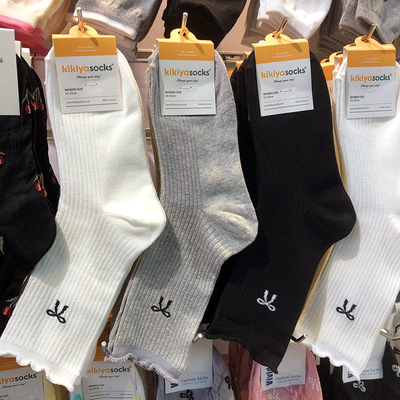 韩国kikiya木耳边花边袜韩系ins风女袜芭蕾少女蝴蝶结长袜女1215