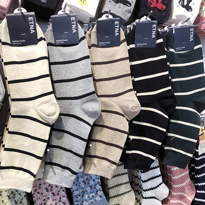 韩国进口ETNA袜子英伦风细条纹潮男袜东大门四季新款男士棉袜3094