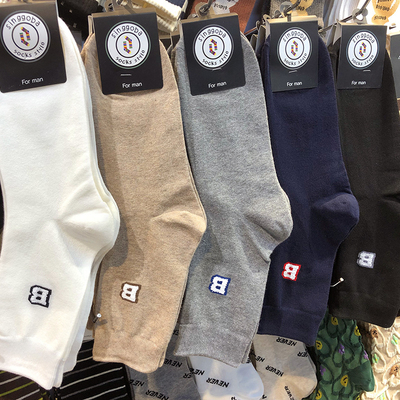 韩国东大门秋冬新款男袜植绒字母