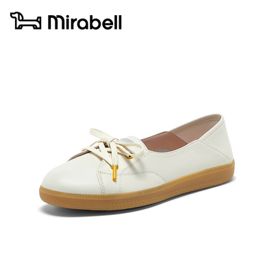 Mirabell2026春新款头层牛皮平底休闲鞋女软底懒人小白鞋B2V05AA6