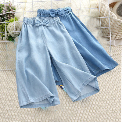 新品特价女童宽松阔腿裤天丝牛仔