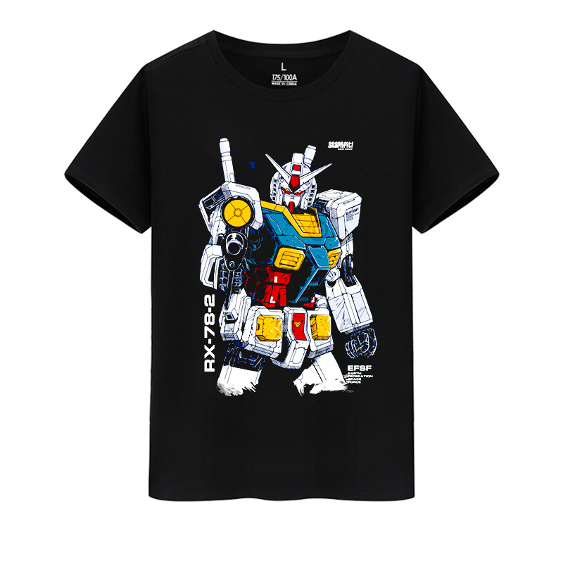 2019夏季Gundam机动战士高达T恤男短袖纯棉动漫周边纯棉衣服半袖_虎窝淘