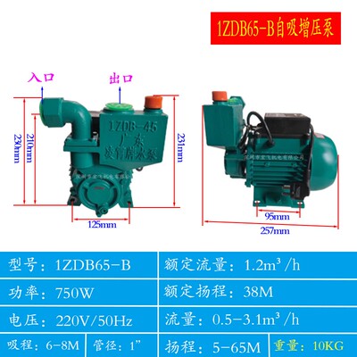 新款广东水泵1ZDB35-B、1ZDB45-B、1ZDB65-B自吸增压清水现货