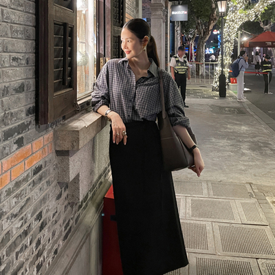 Partysu 韩国进口 官网直邮 2025秋 Connie  格纹衬衫