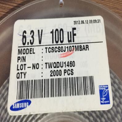 钽电容6.3V100UF  B型3225  TCSCS0J107MBAR  全新原装