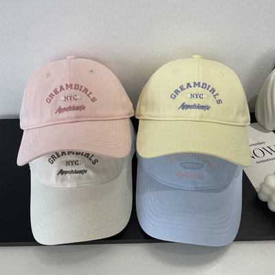 NYC字母刺绣软顶棒球帽子女春季韩版时尚休闲百搭潮流鸭舌帽男