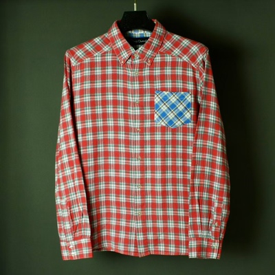 仰泳商店 Play Cloths 街头格子贴布复古衬衫vintage古着