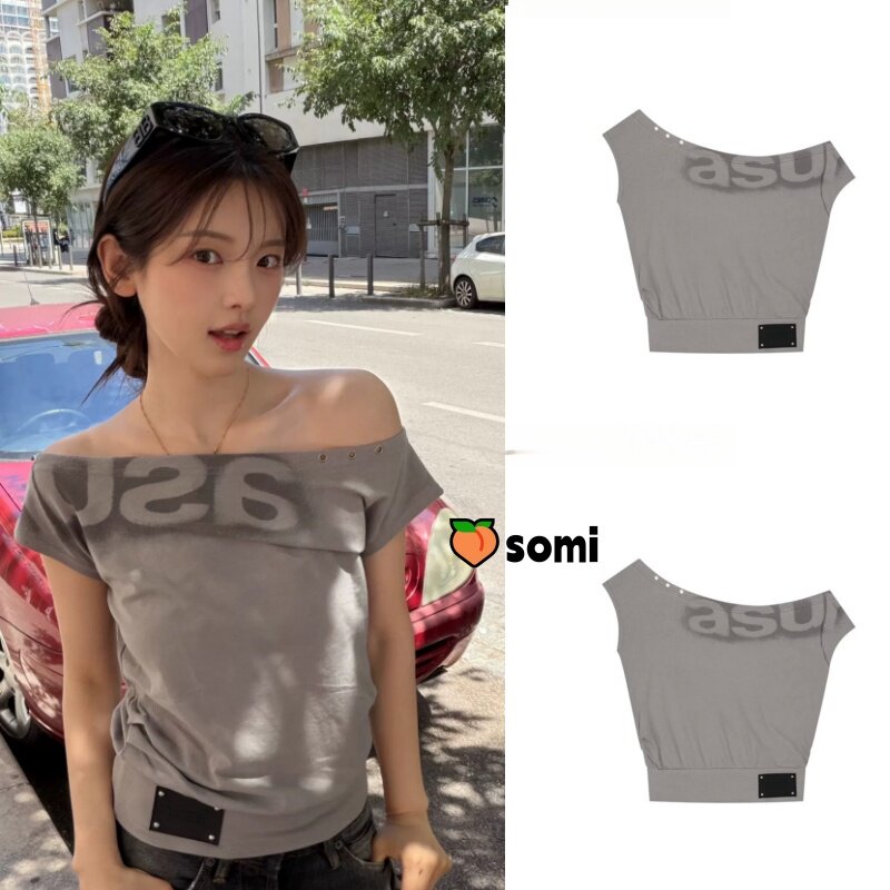 somi家直邮~杨超越同款as you are一字logo瘦扎染辣妹潮短袖T恤7