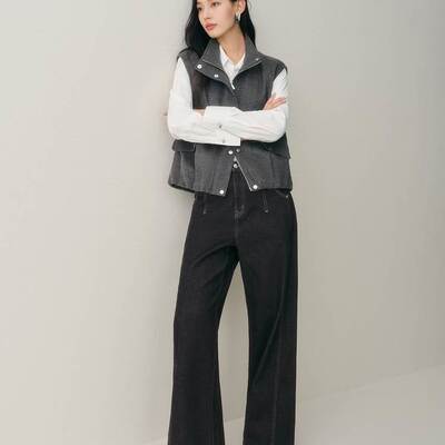 商场同款2025冬季新款显瘦时尚百搭毛呢马甲式大衣外套A1AAF4148