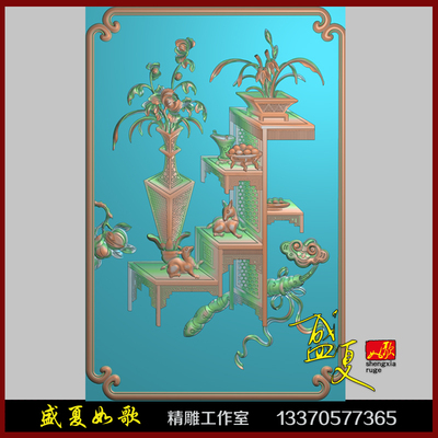 仿古仙兔子鸳鸯铜钱精雕图玉兔嬉戏浮雕图木石砖雕灰度图新款精品