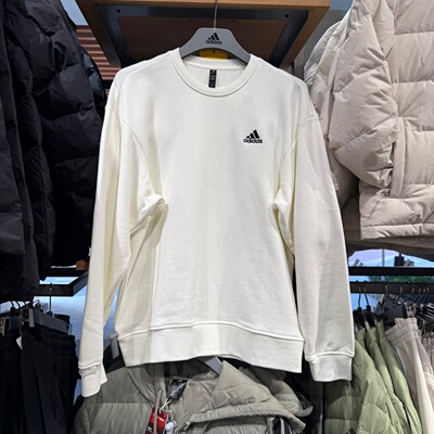 Adidas阿迪达斯男子纯色卫衣针织保暖运动休闲圆领套头衫 JM9111