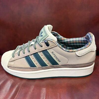 Adidas阿迪达斯三叶草男女鞋贝壳头卡其墨绿拼接复古板鞋 LB4392