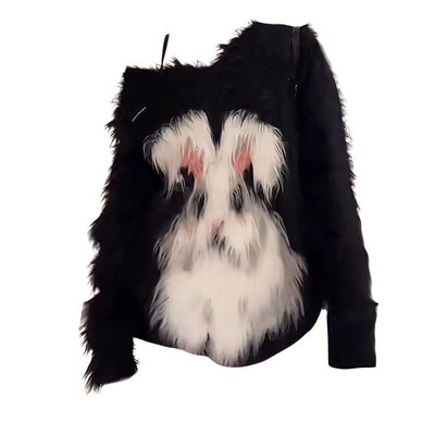 慵懒风宽松兔子软糯毛茸茸针织衫