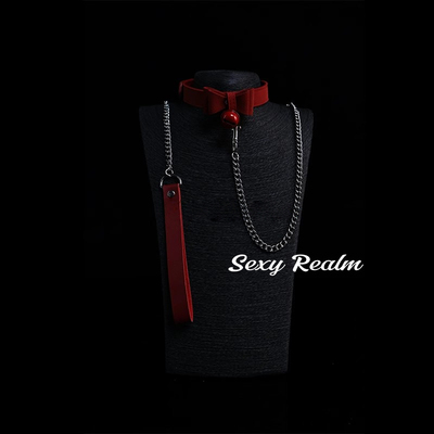 超越性感「归宿」蝴蝶结项圈铃铛高级皮革puppy牵引绳小众设计K9