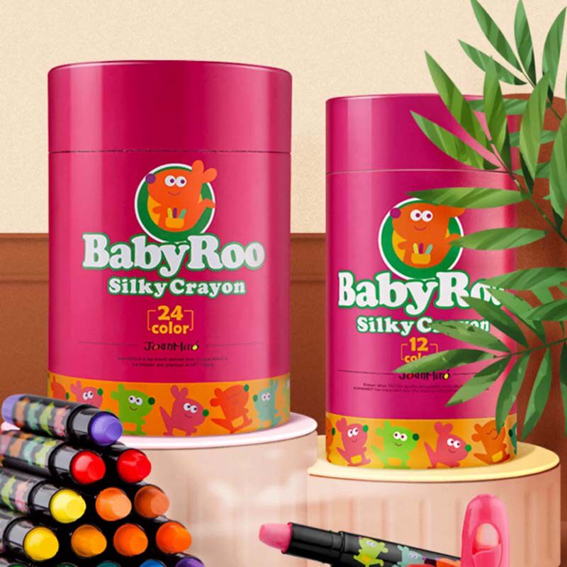 美乐童年蜡笔丝滑桶装儿童可水洗不染手转动babyroo不伤手炫彩棒