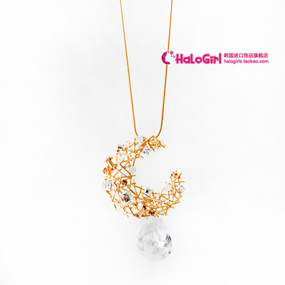 韩国进口华丽风鸟巢月牙毛衣链