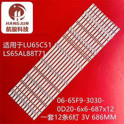 适用海尔65V91灯条06-65F9-3030-0D20-6X6-687X12-3P1.0-1907灯管