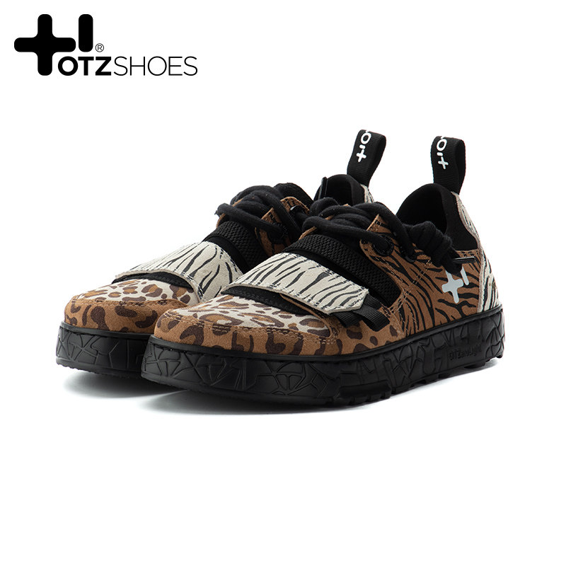 OTZ丑萌鞋女春秋2023新款时尚豹纹板鞋男厚底大头鞋低帮潮牌女鞋_虎窝淘
