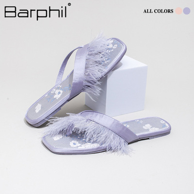 Barphil拖鞋女2025新款春夏室内居家防滑仙女风毛毛高级感凉拖鞋