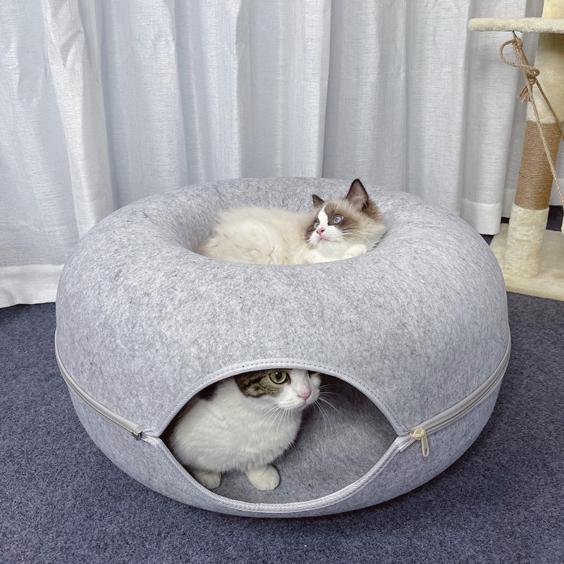 四季通用加厚猫隧道甜甜圈猫窝 适合16斤内猫咪钻洞保暖躲避屋