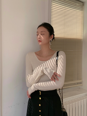 优美肩颈线abow羊绒打底针织毛衫