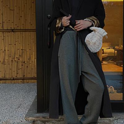 ABow2024纯羊毛无缝抽绳针织裤