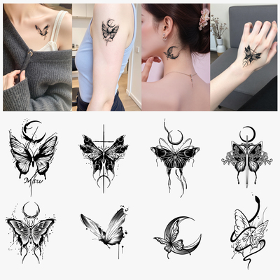 新款简约蝴蝶草本植物纹身贴