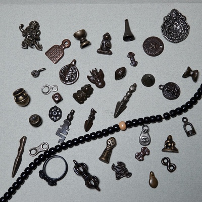 老铜后铸利马铜天铁托甲金刚杵压印咒点牌雪狮大鹏鸟九宫八卦牌