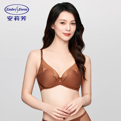 【玫瑰杯】安莉芳新品蕾丝网纱文胸女士大胸显小薄款内衣EB00914