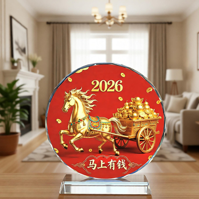 马上有钱水晶摆件装饰品客厅玄关酒柜电视柜新年乔迁开业招财摆台