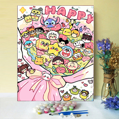 品画diy数字油画客厅卡通数码学生手工填色年货减压油动漫装饰画