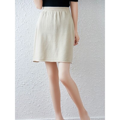 纯色高腰卷边一步百褶半身裙