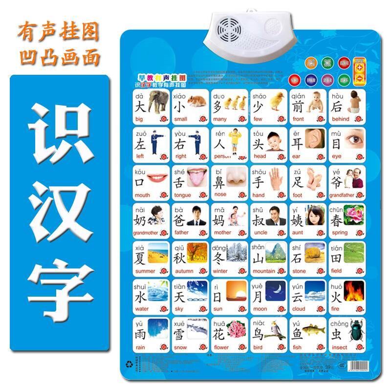 乖宝宝有声挂图儿童全套水晶立体凹凸拼音英语识字早教认知卡玩具