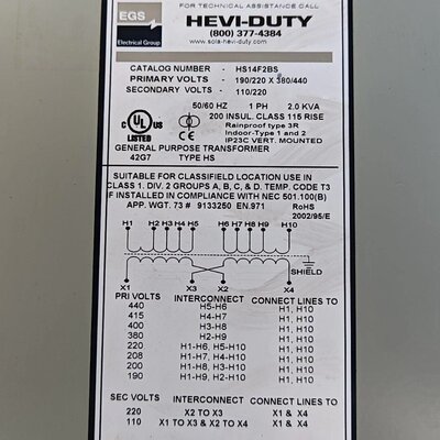 议价EGS隔离变压器HS14F2BSHS14F1BSHS14F3BS