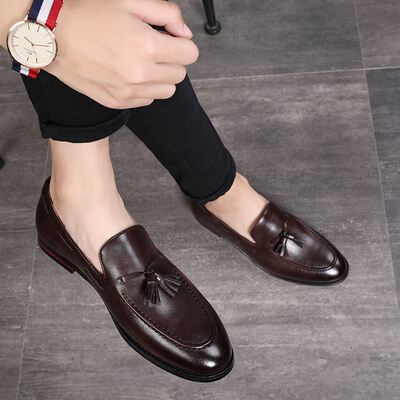 Large size leather shoes with fringe for men46 47 48男皮鞋