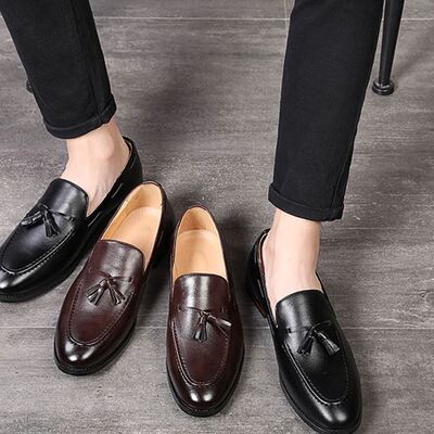 Large size leather shoes with fringe for men46 47 48 men's