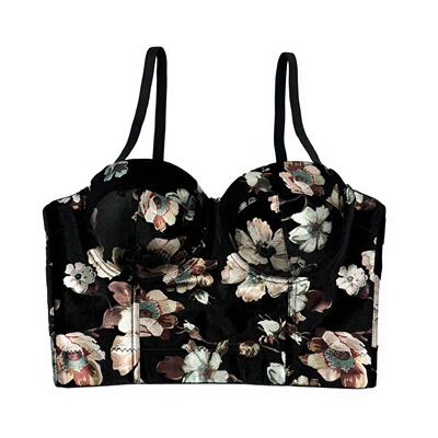 Push Up Femme Corset Top Sexy Bustiers Gothic Flowers Embroi