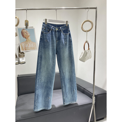 【CC家CC】B 压花烫钻拖地阔腿裤5112 休闲牛仔裤 E304 H5422