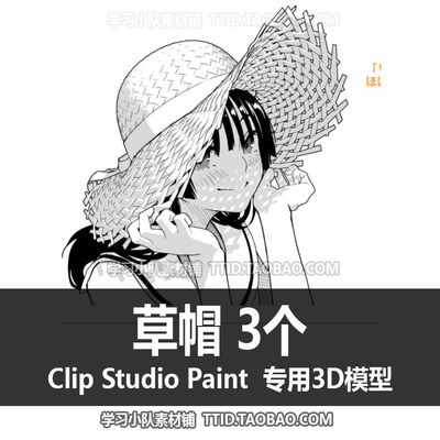 B2 272 CSP模型 草帽 3个3D模型 优动漫模型 CLIP STUDIO PAINT