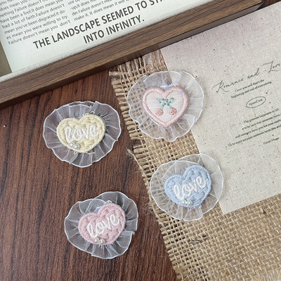 新款蕾丝早春Patch小清新爱心网纱刺绣布贴手工布艺服装发饰辅料