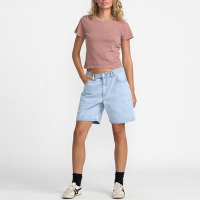 蓝色复古休闲直筒牛仔裤短裤