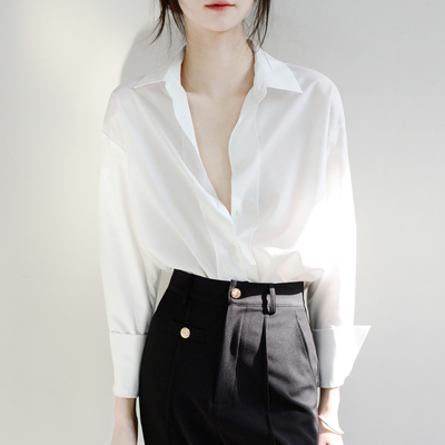 TRR女主气质长袖宽边门襟衬衫女