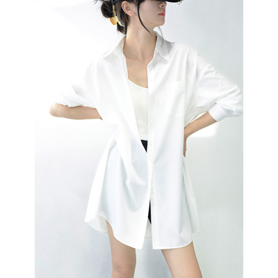 trr自带仙气风宽松ing白色衬衫