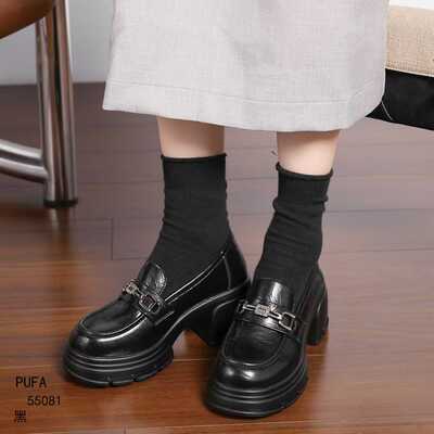 浦发时尚压花纹高跟日常小皮鞋女