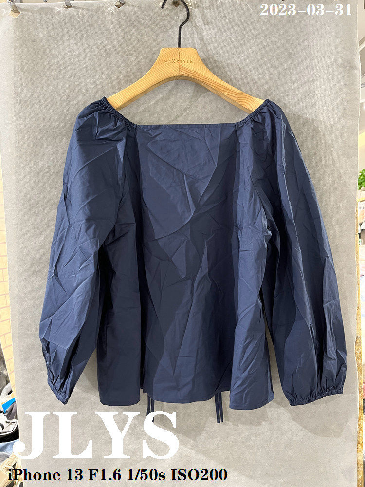 欧洲站2023春夏新款PH23方领泡泡袖纯色净版套头长袖衬衫女100110_虎窝淘